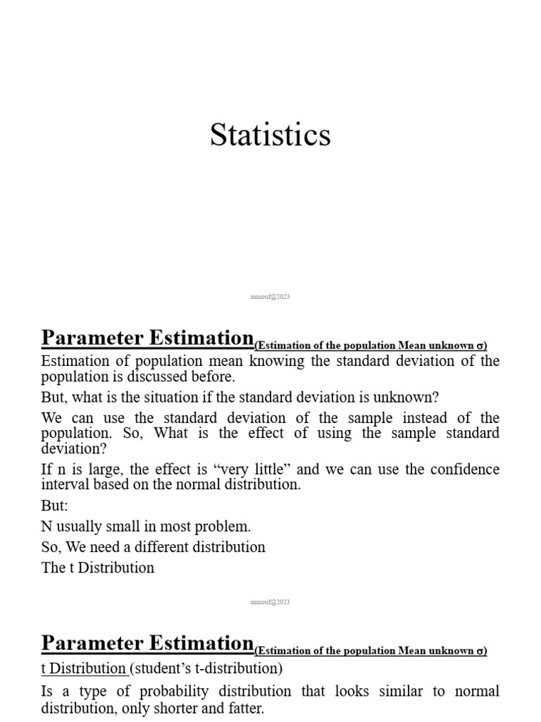 Probability and Statistics 4 - PARAMETER ESTIMATION | Download Free PDF | Statistical Hypothesis ...