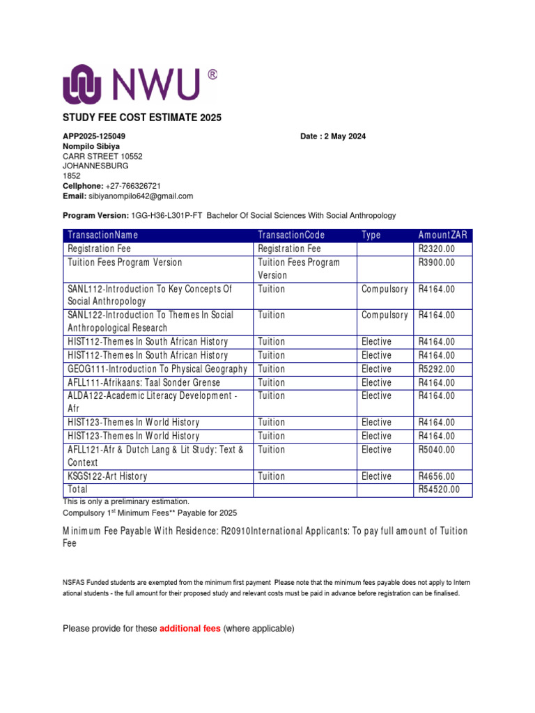 Fee Quotation APP2025-125049 | PDF | Pro Forma | Tuition Payments