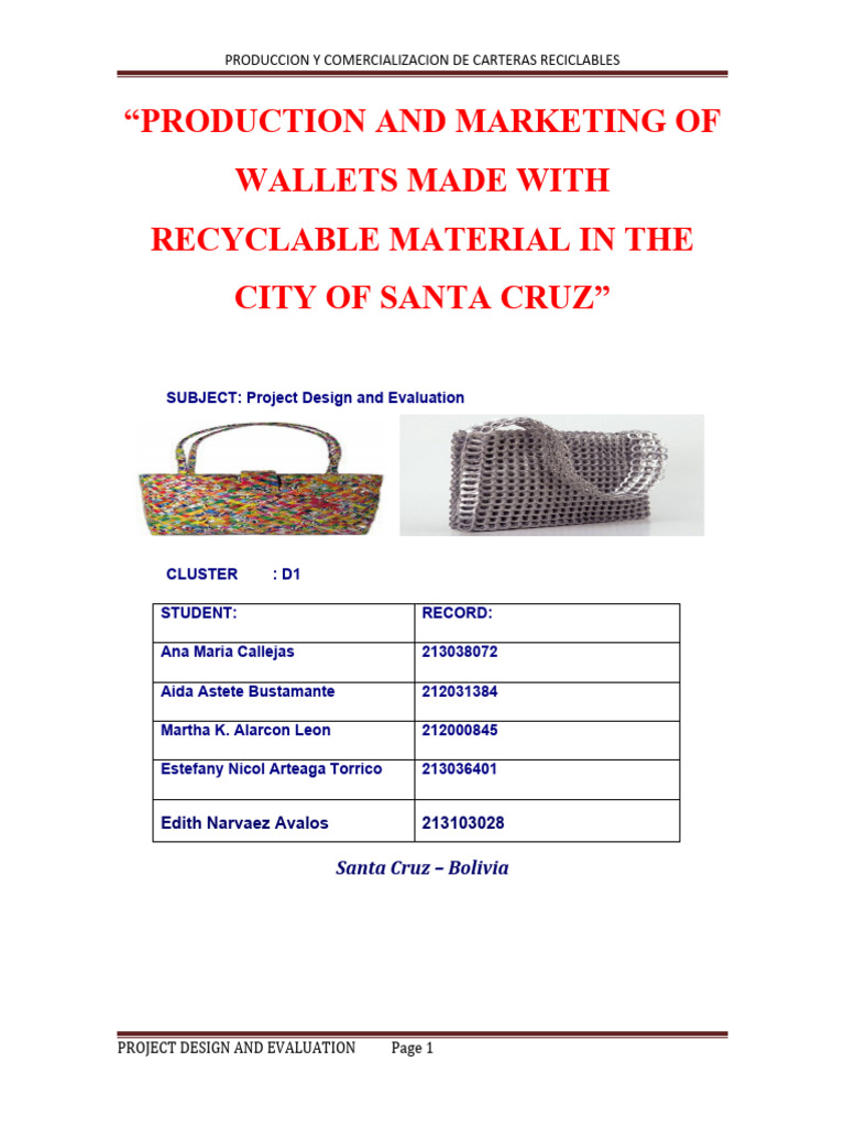 Recyclable Wallets Project | PDF | Recycling | Sampling (Statistics)