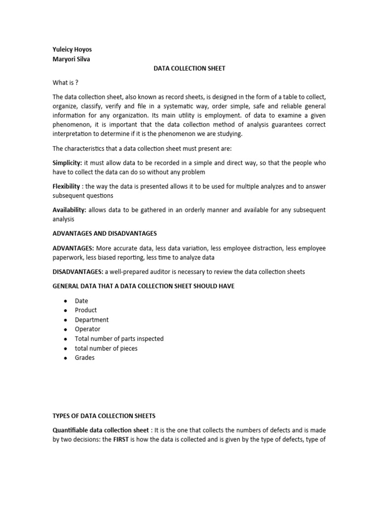 Data Collection Sheet | PDF | Data | Data Collection