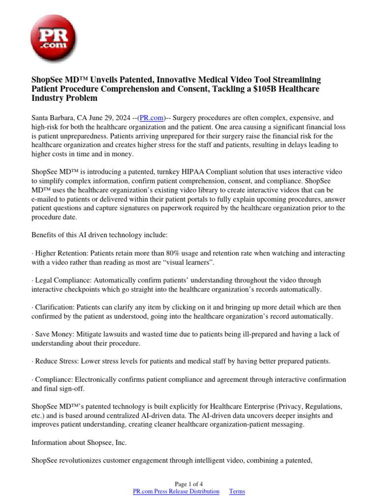 ShopSee MD™ Unveils Patented, Innovative Medical Video Tool ... ShopSee MD™ Unveils Patented, Innovative Medical Video Tool ...