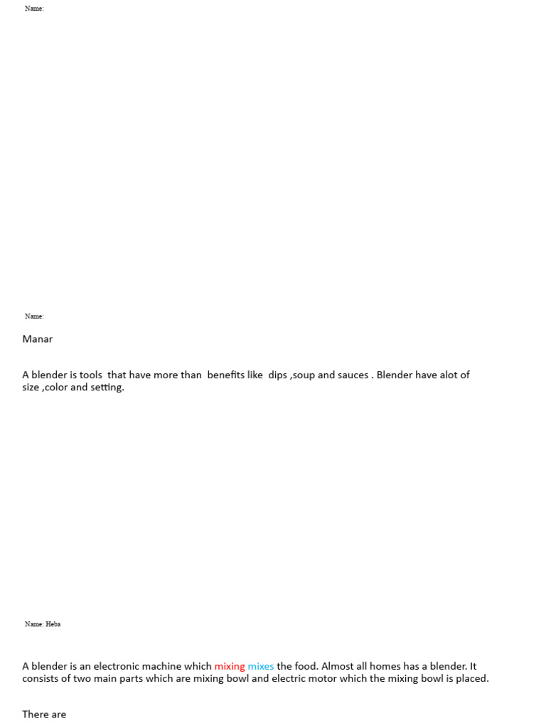 Section 3 Quiz 1 Prep | PDF | Blender | Foods