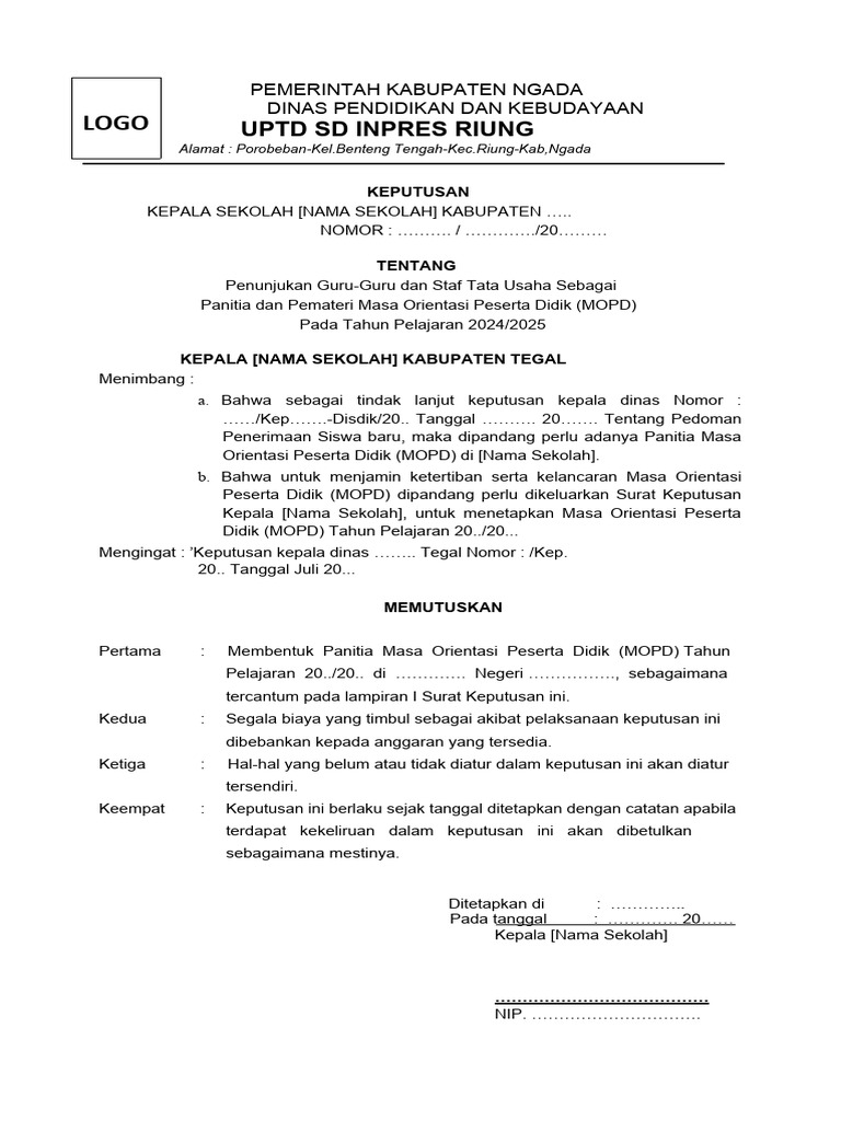 CONTOH SK PANITIA MOPD - Docx - WWW - Dapodik.co - Id | PDF