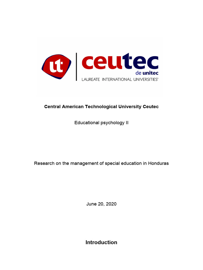 Research On Special Education in Honduras | PDF | Special Education ...
