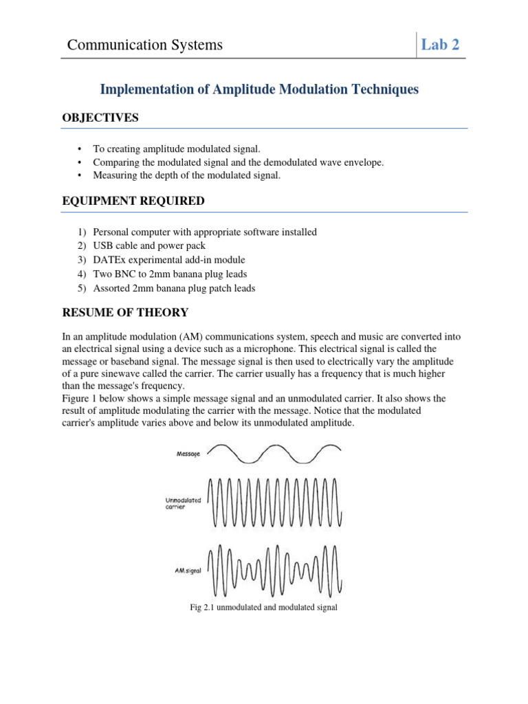 Lab 2 | PDF | Modulation | Amplitude