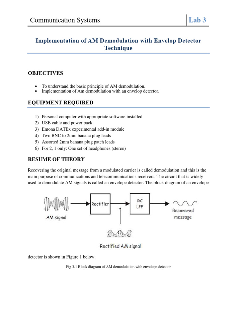 Lab 3 | PDF | Detector (Radio) | Modulation