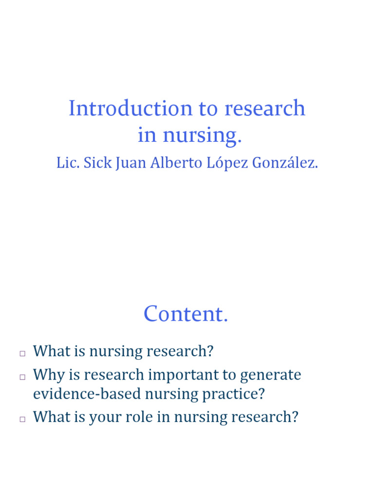 Introduction To Nursing Research | PDF | Nursing | Quantitative Research