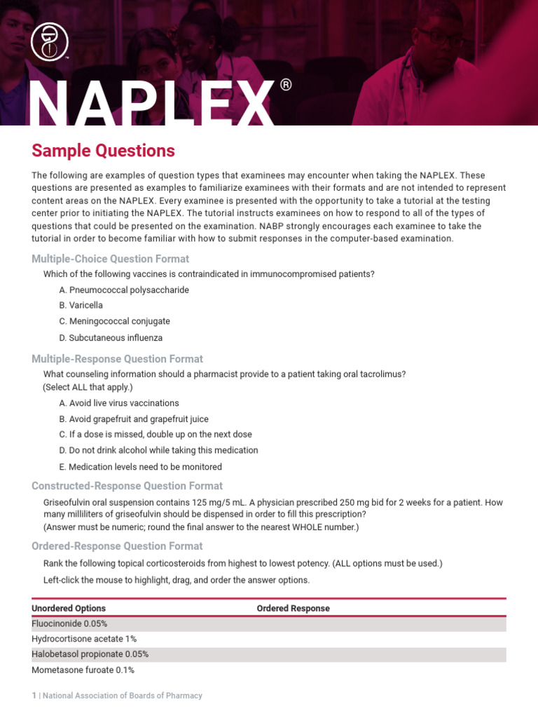 NAPLEX Sample Questions | PDF