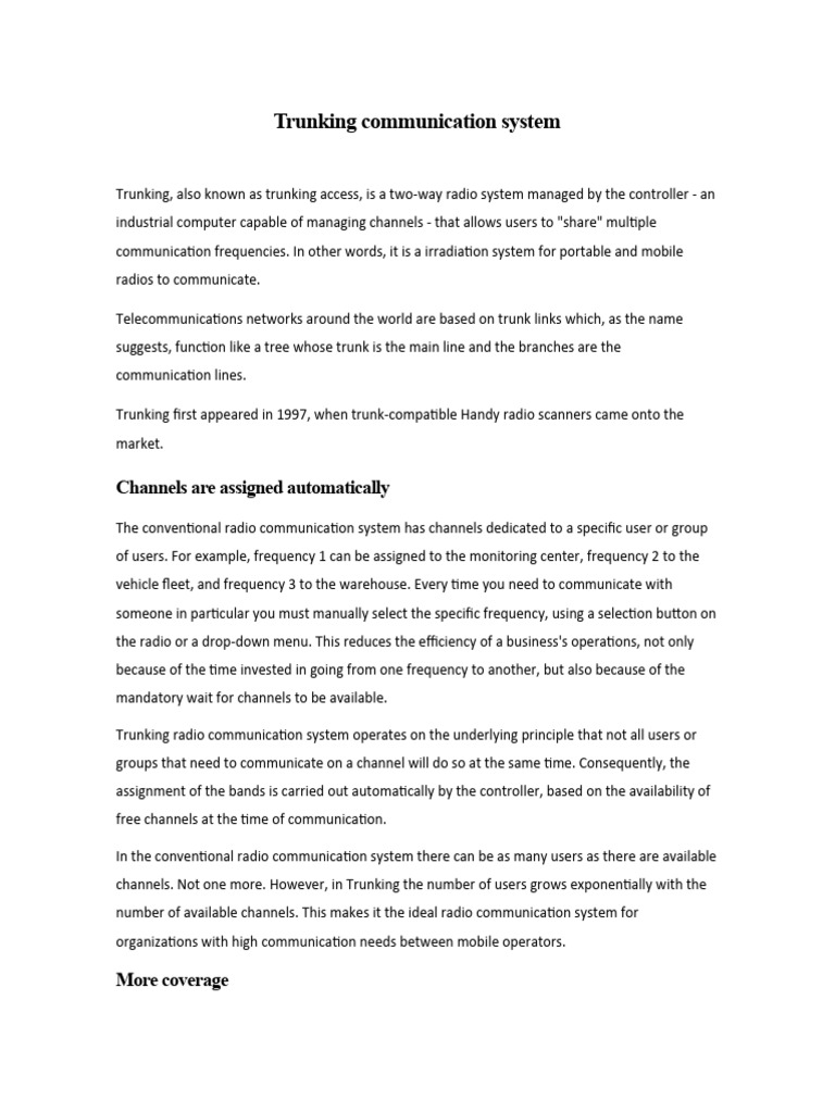Trunking Communication System | PDF | Radio | Electrical Engineering