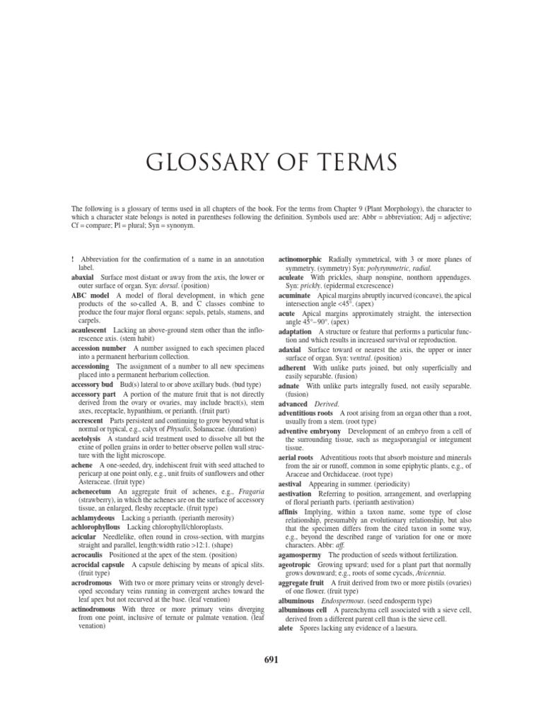 Glossary | PDF | Flowers | Plant Morphology