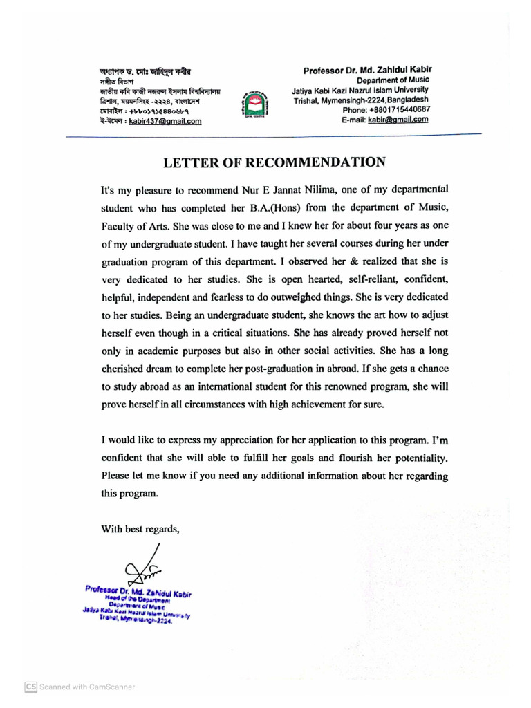 Letter of Recomandation | PDF