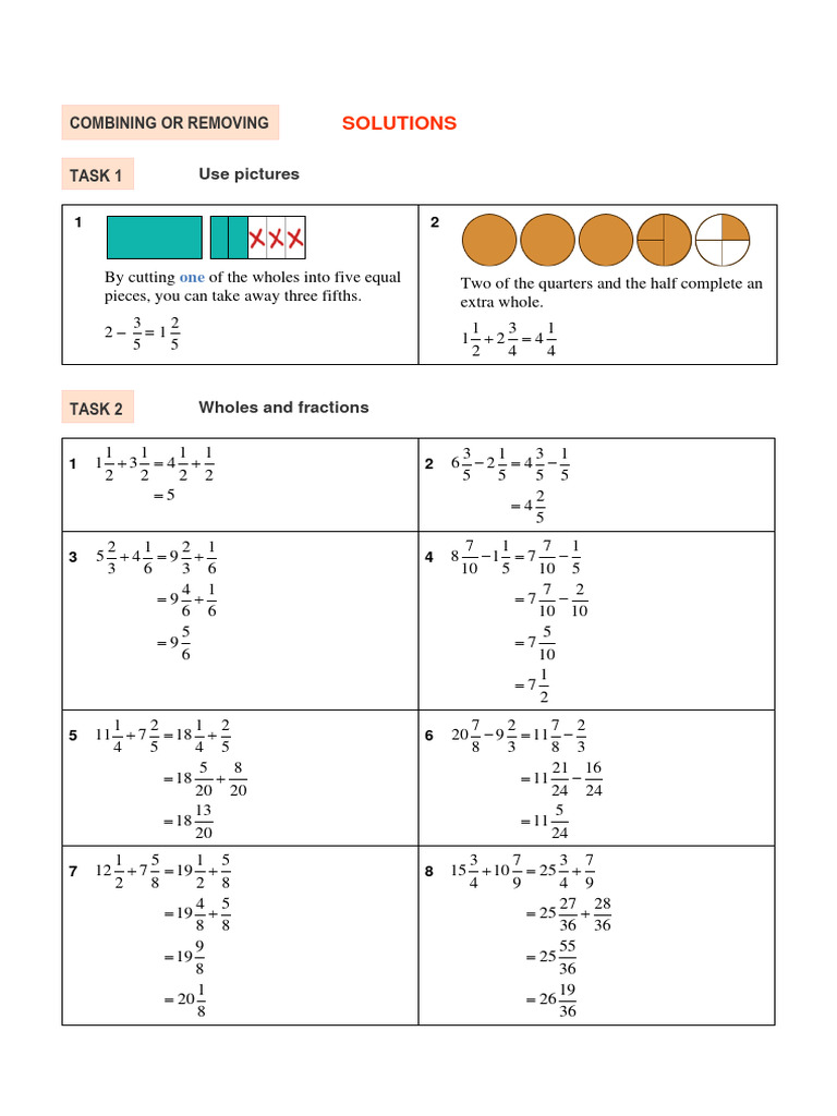 Combining or Removing SOLUTIONS | PDF | Mathematics | Arithmetic Combining or Removing SOLUTIONS | PDF | Mathematics | Arithmetic