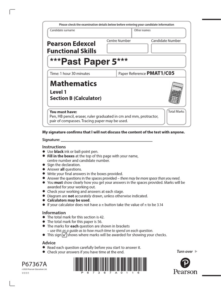 FS Maths Level 1 Past Paper 5 Calc | PDF | Chart
