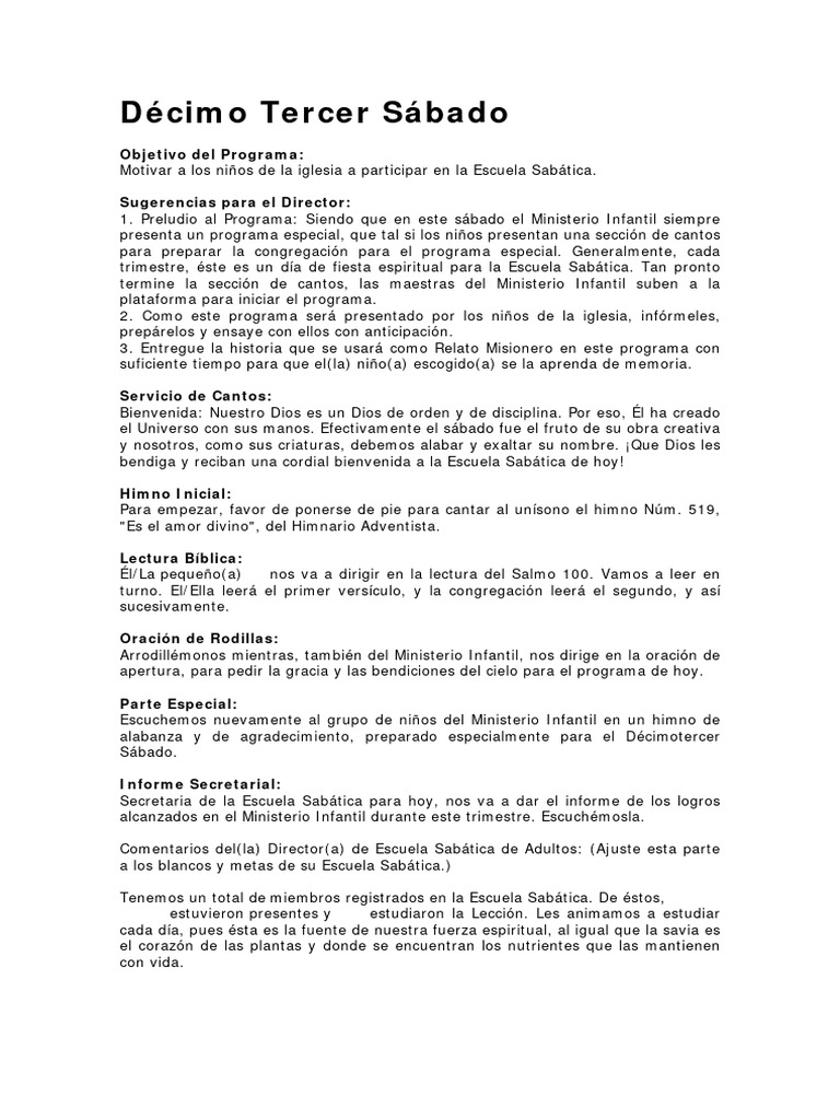Decimo Tercer Sabado | PDF