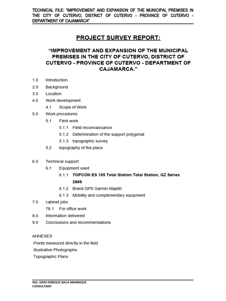 Project Topographic Survey Report | PDF | Surveying | Topography