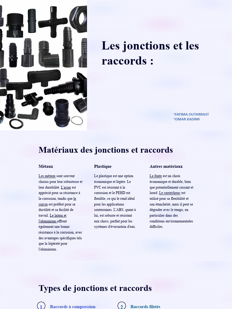 Les Jonctions Et Les Raccords | PDF | Tuyau | Génie du bâtiment