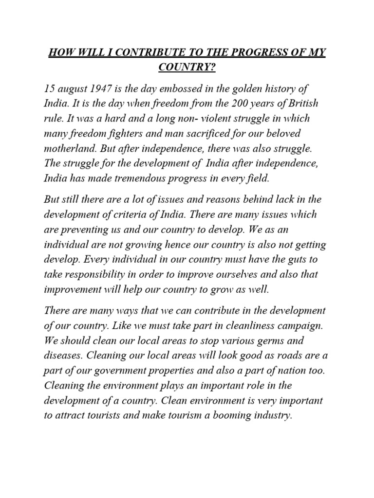 How Will I Contribute To The Progress of My Country | PDF | Social Science