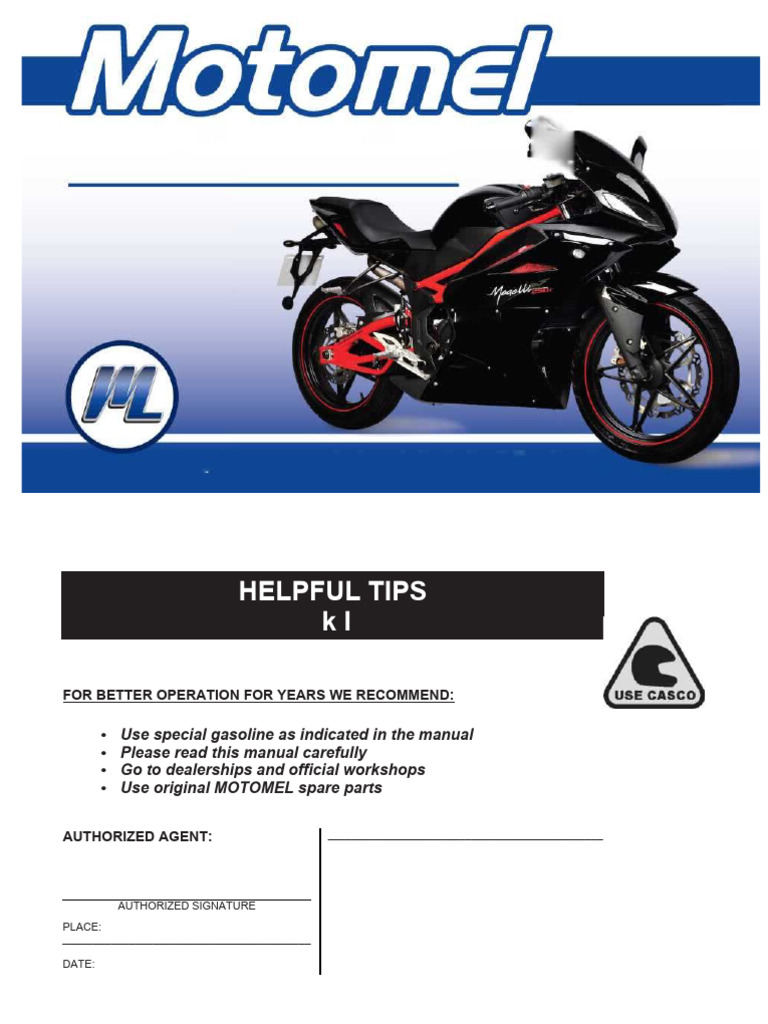 MOTOMEL Megelli 250r Owner's Manual | PDF | Brake | Battery Charger
