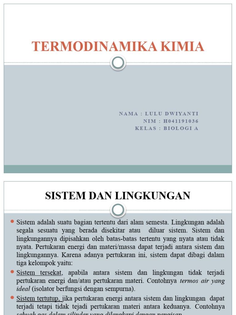 Termodinamika Kimia | PDF