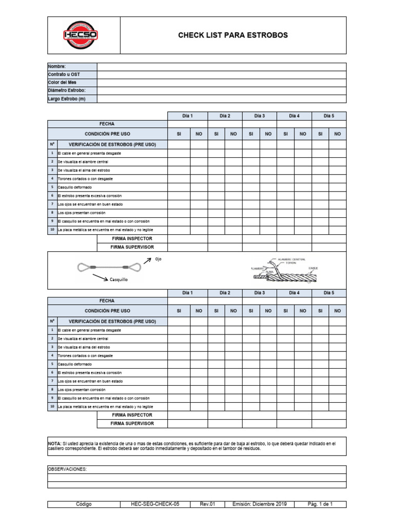 Hec Seg Check 05 Estrobo Rev.01 | PDF | Materiales | Bienes manufacturados