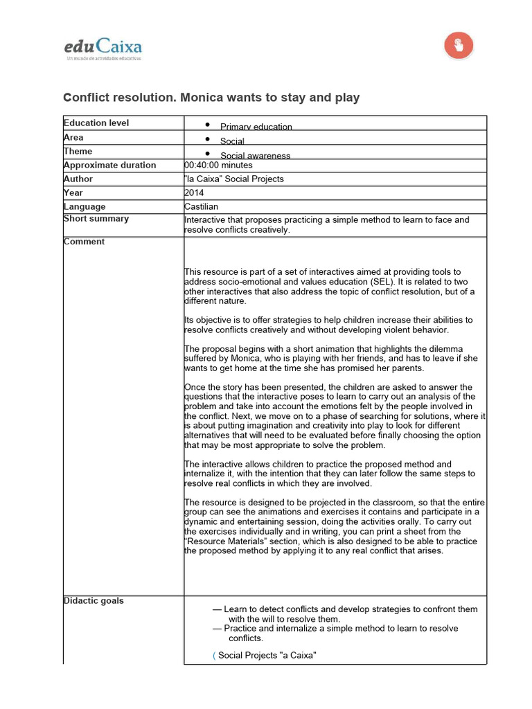 Conflict Resolution Sheet | Download Free PDF | Conflict Resolution ...