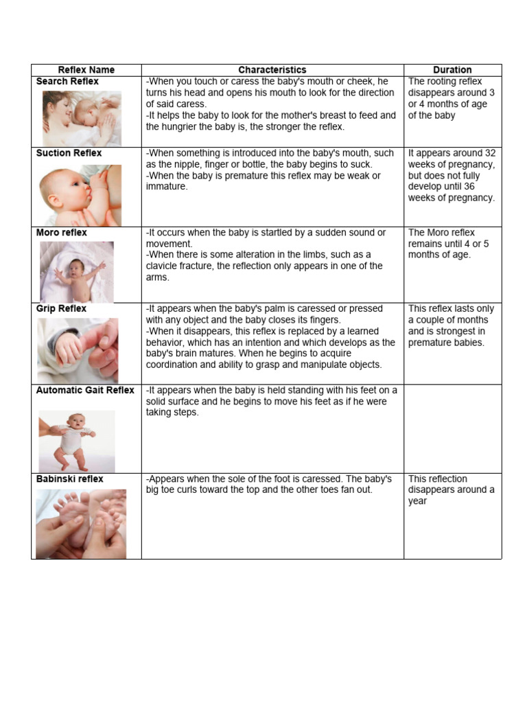 Reflex Present in Babies | PDF | Infants