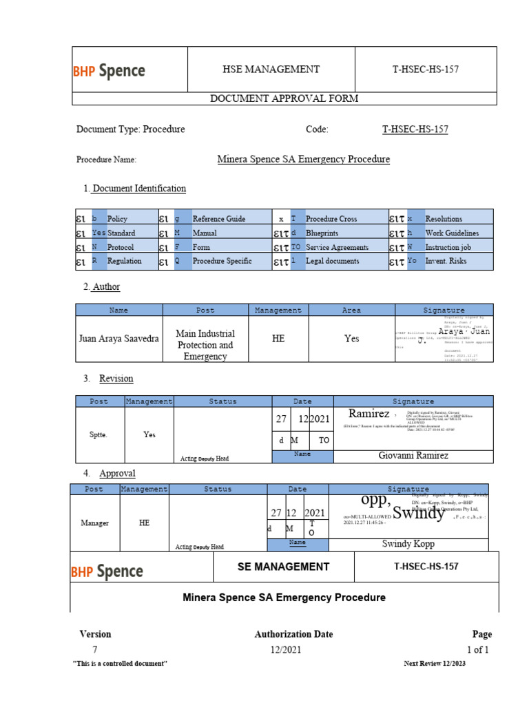 T-HSEC-HS-157 Spence Emergency Procedure | Download Free PDF | Sodium ...