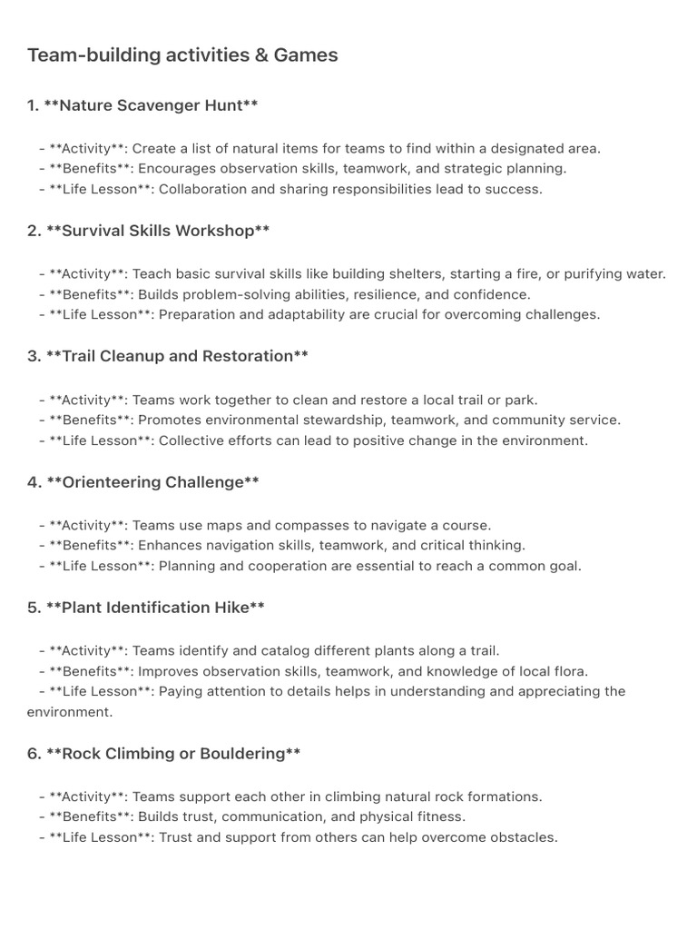 Team-Building Activities & Games | PDF | Team Building | Creativity