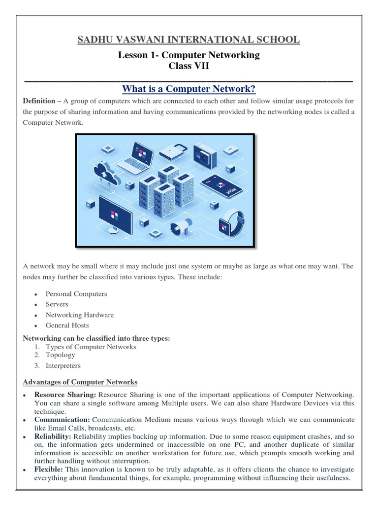 STD VII - Lesson 1 - Computer Networking. | PDF | Network Topology | Computer Network