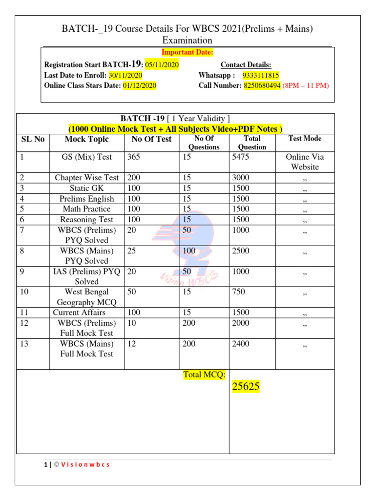 BATCH-19 Full Course Details | PDF | Chemistry | Physics