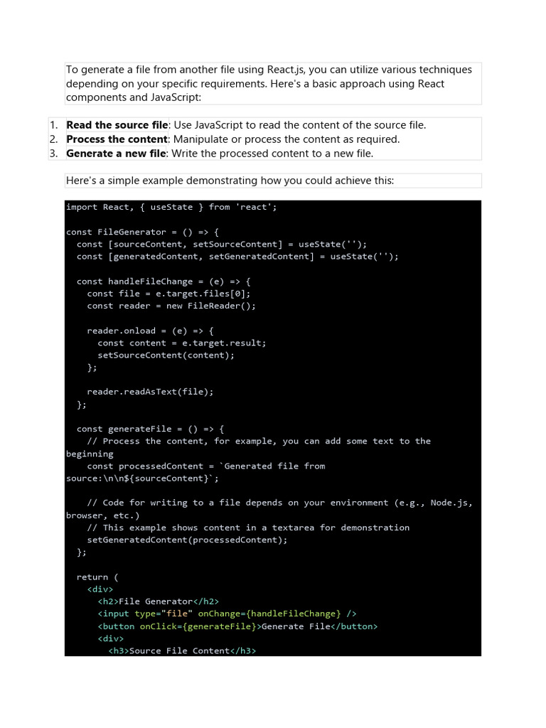Generate Files in React.js | PDF | Technology & Engineering
