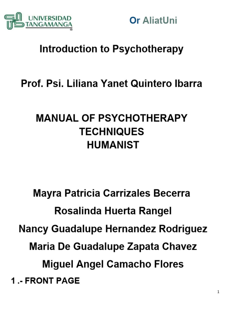 Humanistic Therapy Manual PDF | PDF | Psychotherapy | Humanistic Psychology