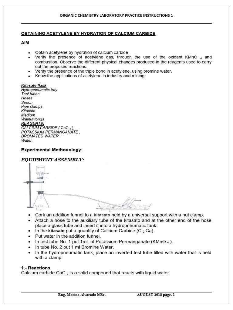 Obtaining Acetylene by Hydration of Calcium Carbide. August 2018 | PDF ...