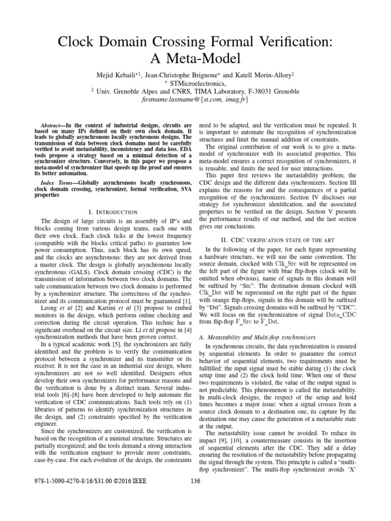 Clock Domain Crossing Metamodel | PDF | Computer Engineering | Electronics