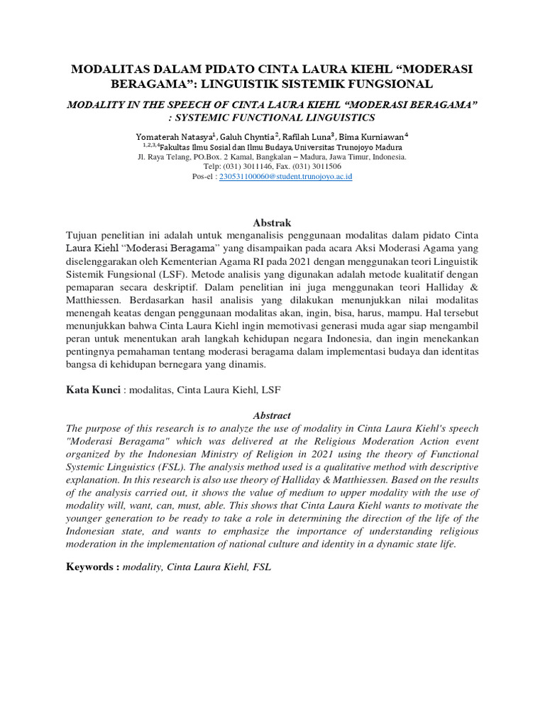 Analisis Modalitas Pidato Cinta Laura | PDF