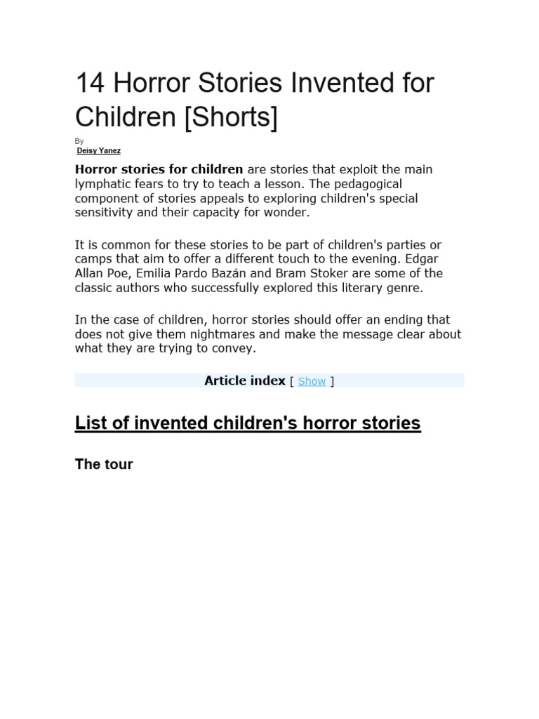 14 Horror Stories Invented For Children | PDF | Emma (Novel) | Horror ...