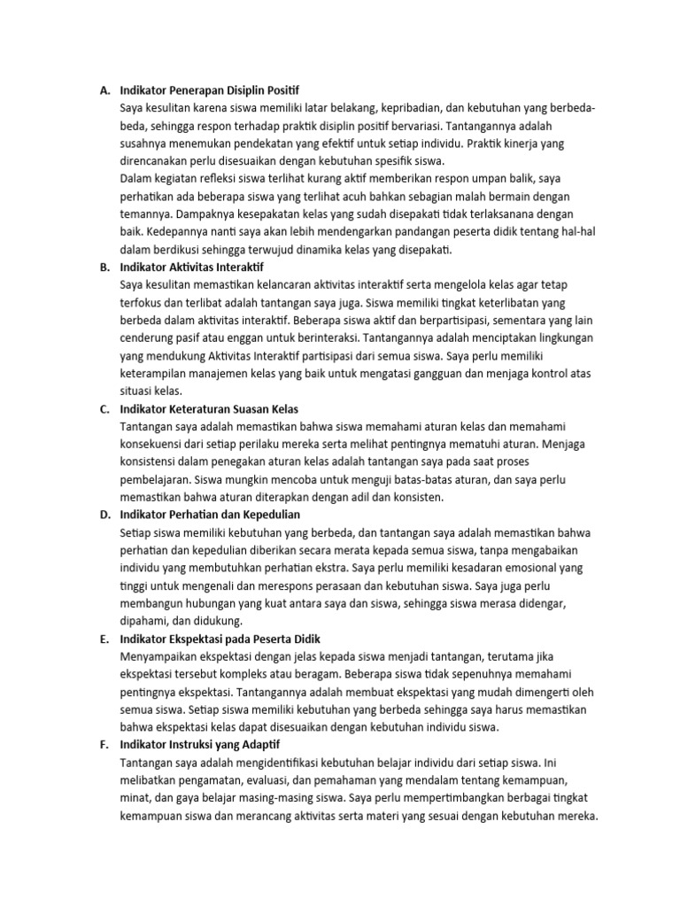 Indikator Penerapan Disiplin Positif | PDF