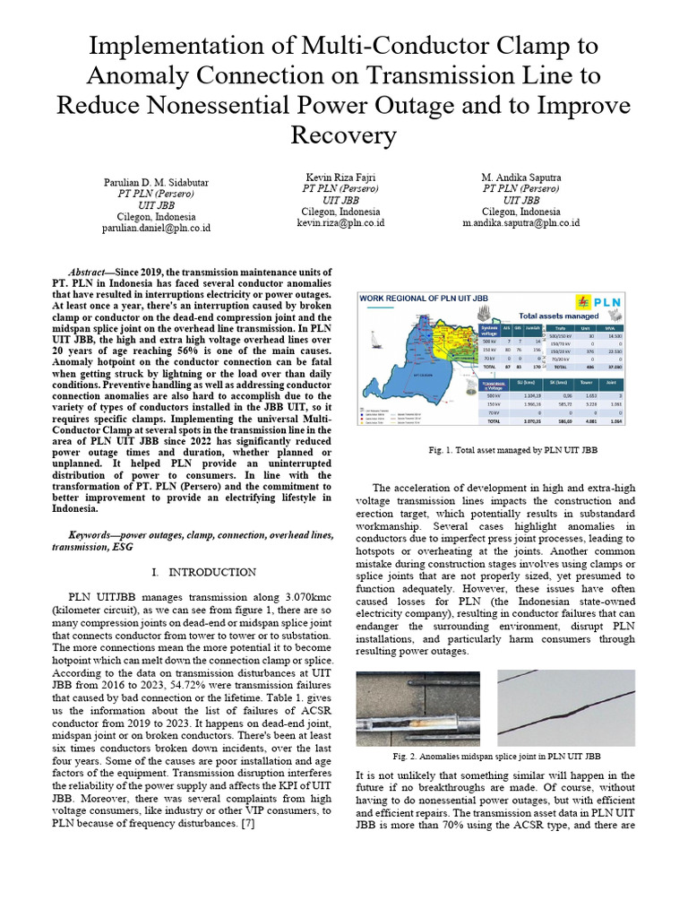 Implementation of Multi-Conductor Clamp For Connections Anomalies To ...