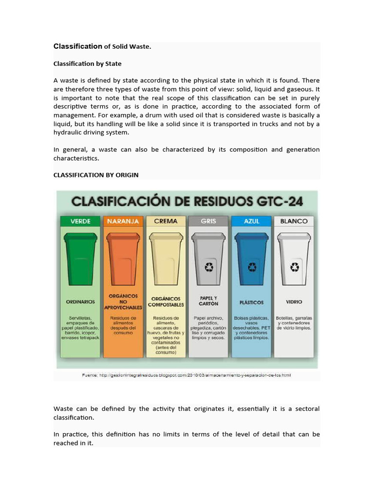 Classification of Solid Waste | PDF | Waste | Waste Management