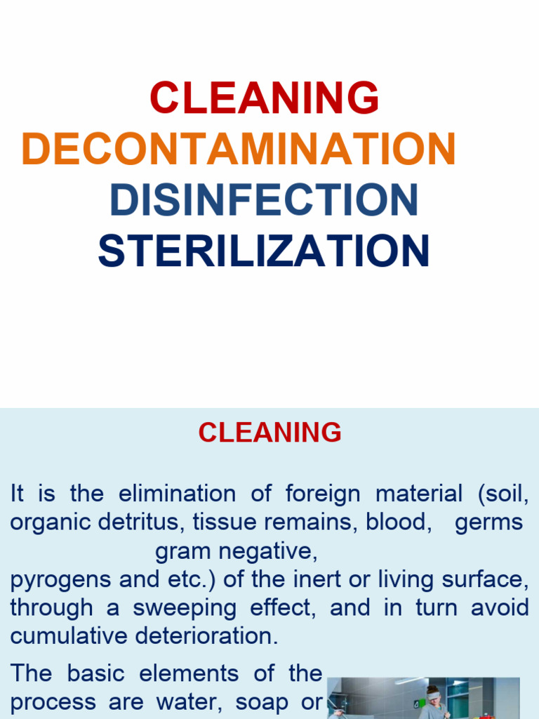 Cleaning - Decontamination - Disinfection and Sterilization | PDF ...