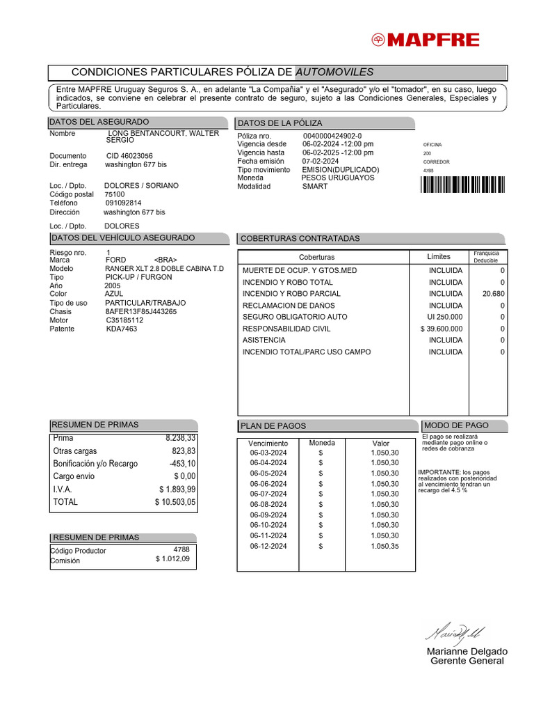 Condiciones Particulares Póliza de Automoviles | PDF | Póliza de seguros | Vehículos terrestres