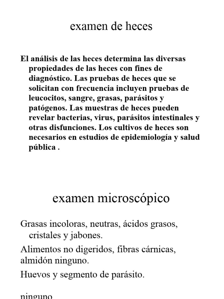 Examen de Heces | Descargar gratis PDF | Heces | Diarrea