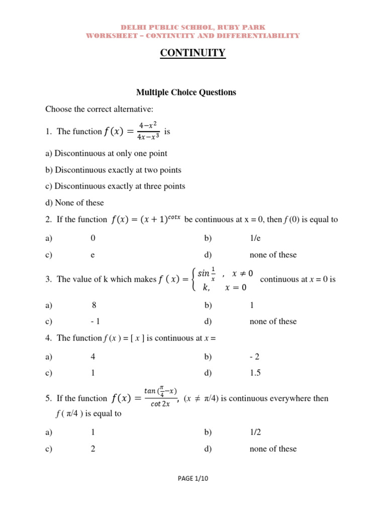 Continuity-Differentiability 2022 DPSRPK | PDF | Complex Analysis | Mathematical Relations