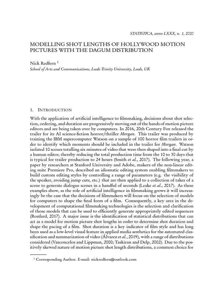 Dagum Distribution for Film Shot Lengths | PDF | Statistical Models ...