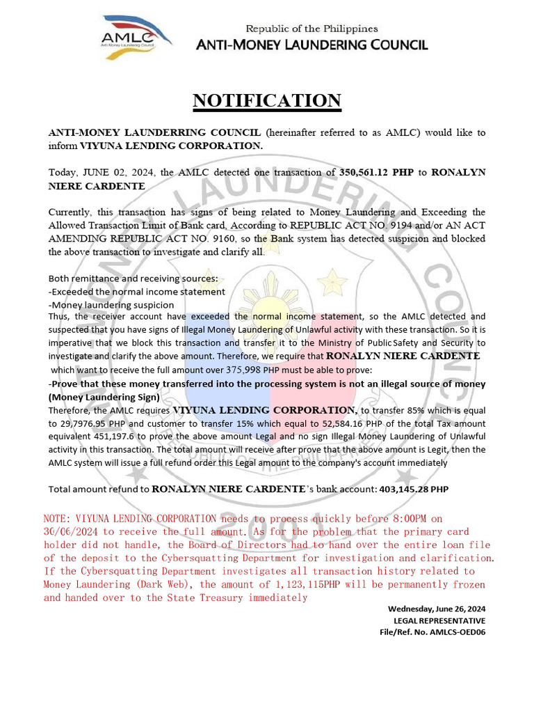 AMLC | PDF | Finance & Money Management