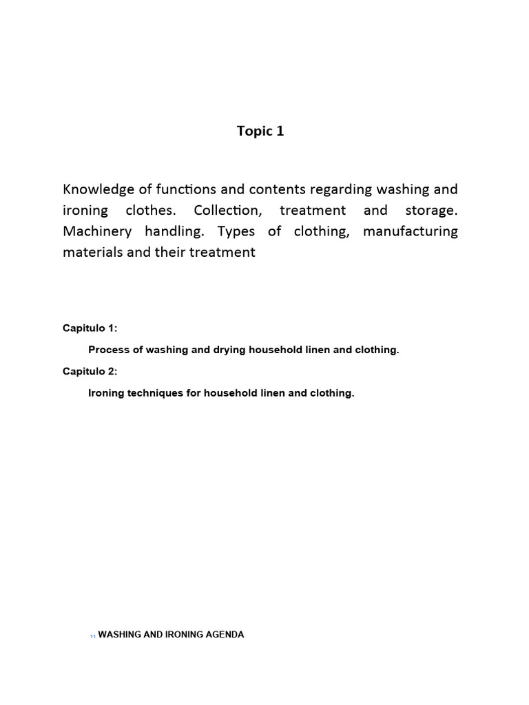 Topic 1 Washing and Ironing Clothes | PDF | Clothes Dryer | Washing Machine