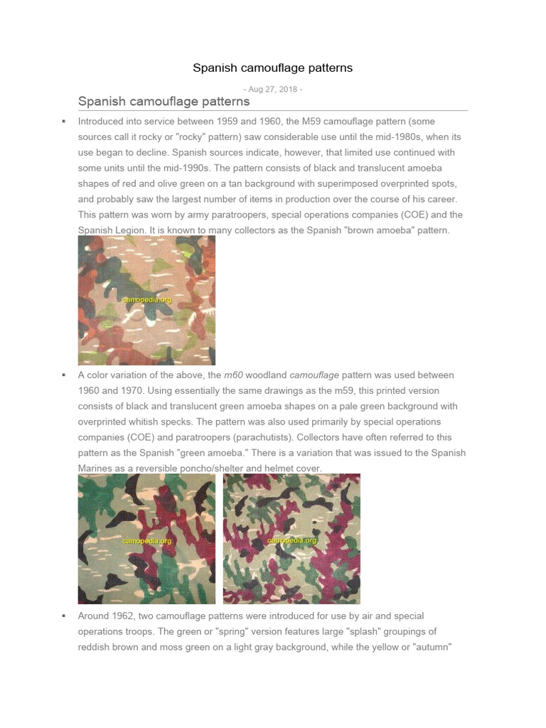 Spanish Camouflage Patterns Overview | PDF