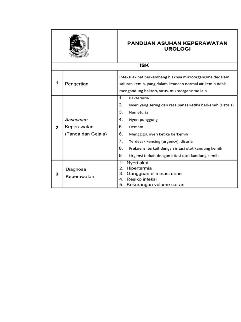 PANDUAN ASUHAN KEPERAWATAN Urologi | PDF