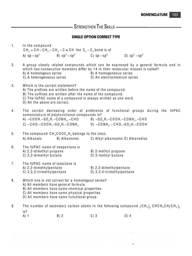 Nomenclature Problems Pdf