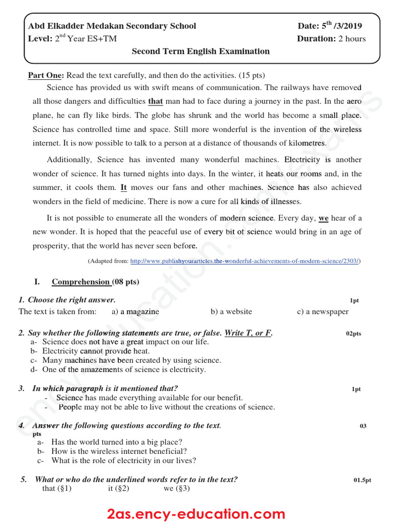 Dzexams 2as Anglais 504184 | PDF | Linguistics